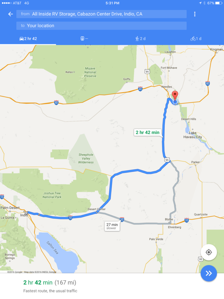 Adventures in our Winnebago map - All Inside RV Storage - Clean, Cool ...